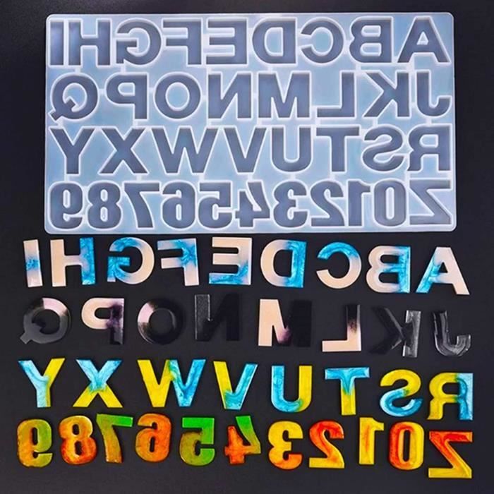Moule en silicone alphabet, chiffres réutilisables lettres en forme de ...