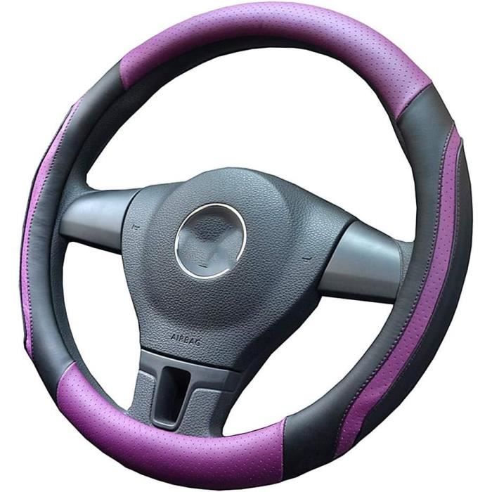 Housse Volant Voiture Couvre Volant Cuir Noir Noir Volant Couverture ...