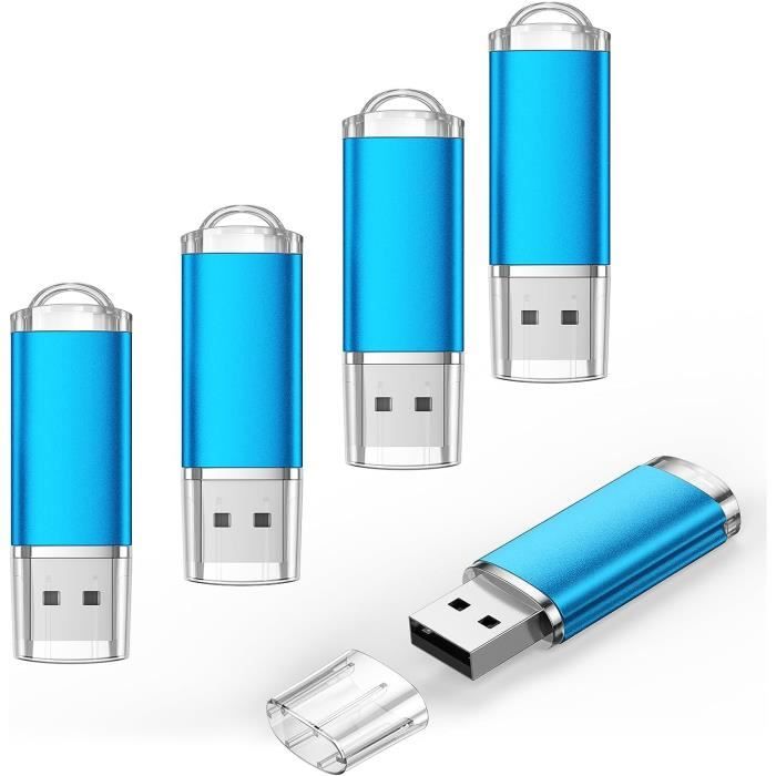Clef Usb 4Go Lot De 5 Clés Usb - Mini Métal Cle Usb 2.0 Flash Drive - Stockage Externes Bleu 4 ...