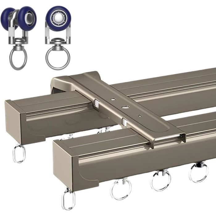 Tringle À Rideaux Double Avec Poulies Silencieuses, Rail Pour Rideaux ...