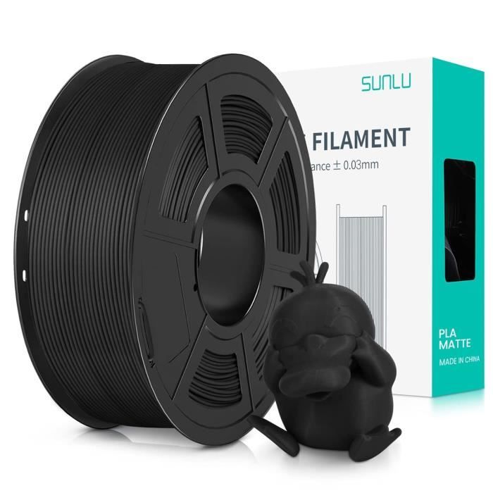 Filament PLA mat 1,75 mm noir, filament pour imprimante 3D avec surface ...