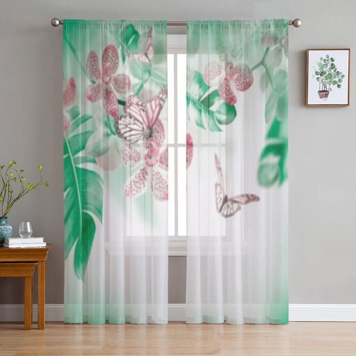 Photophore - Lanterne A Bougie Floral Tropical Butterfly Tulle Curtains ...