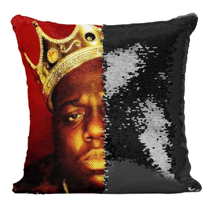 Housse de Coussin à Sequin - Paillettes Noir The Notorious Big Roi ...