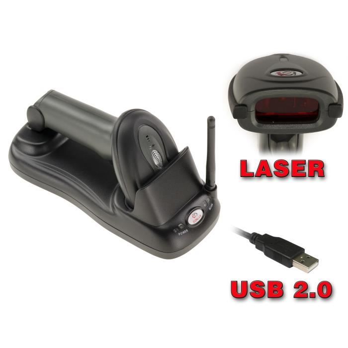 Douchette Scanner Codes Barres - Sans Fil - Portée 300m - Rechargeable ...