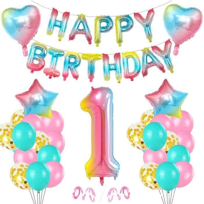 Ballon décoratif - KEXIMIXUE - Chiffre 1 an - Rose - Anniversaire ...
