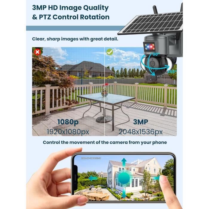 Caméra de Surveillance Extérieure MAGIC SELECT avec Panneau Solaire WiFi 3MP A+++ - Cdiscount ...