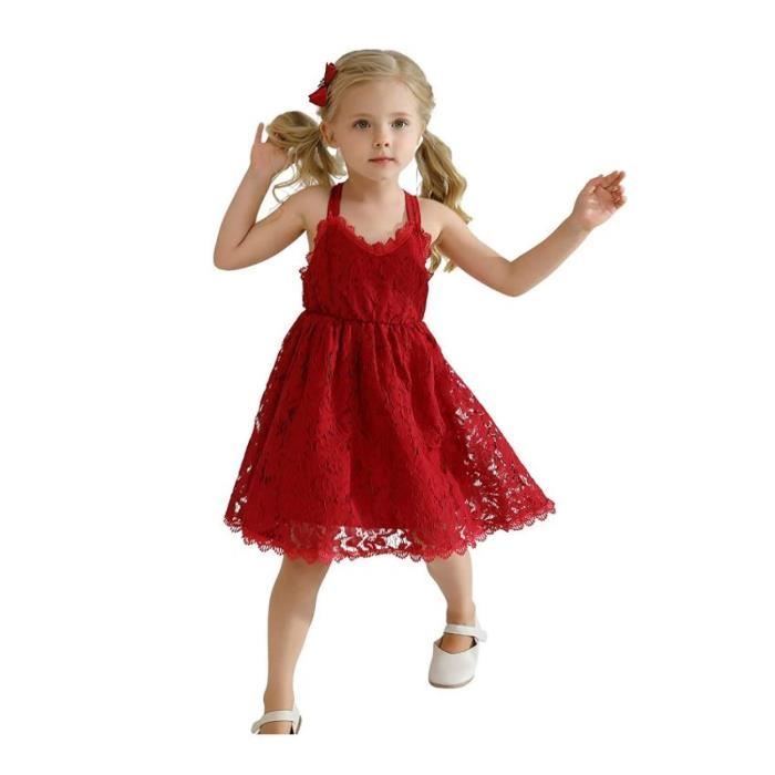 Girls Lace Robe De Mariée Brodée Avec Fleurs Princesse Belle Robe De ...