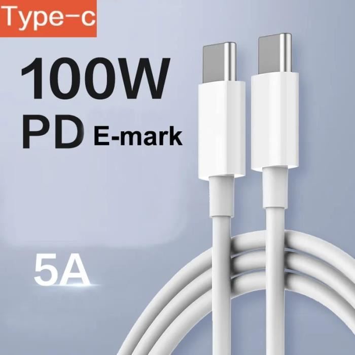 Câble USB Type-C vers Type-C,5A PD,100W,2m,pour iPhone,iPad,Macbook Pro,Huawei,Xiaomi,ordinateur ...