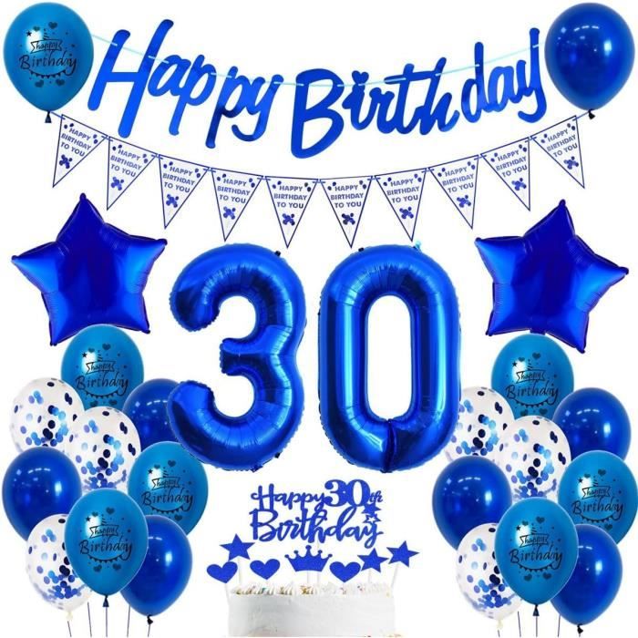 30 Ans Anniversaire Homme Bleu Marine, 30 Ans Anniversaire Décoration Bleu, Ballon 30 Ans ...
