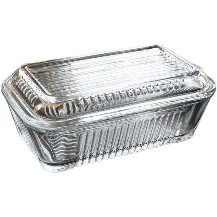 Grand beurrier Beurrier en Porcelaine Assiette à Beurre Avec Couvercle Petit Plateau En Verre ...