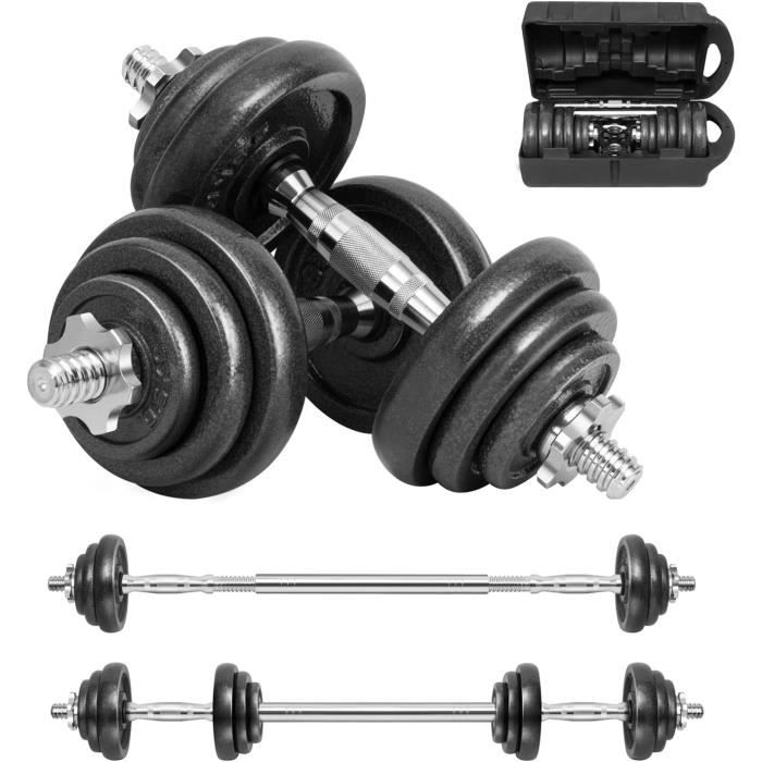 Wemk Kit Haltères Musculation, 20KG Halteres Fonte Réglables, avec ...