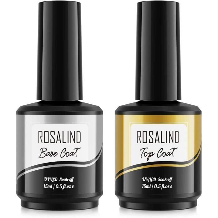 ROSALIND Vernis Semi Permanent Base Coat Top Coat 15ml Vernis à Ongles ...
