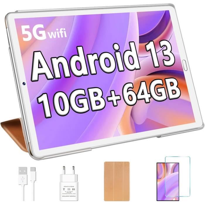 Tablette Tactile Android 13 Avec 5G Wifi, 10 Go Ram 64 Go Rom (1 To Extensible), Tablette 10 ...