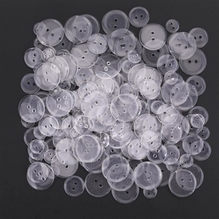 Boutons ronds en plastique transparent assortis 2 trous, boutons ...
