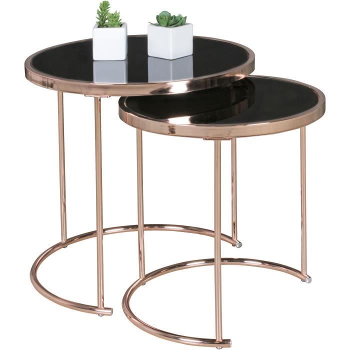 Table d'appoint - WOHNLING - Design en métal Noir Ø 42 cm - 45 cm en ...