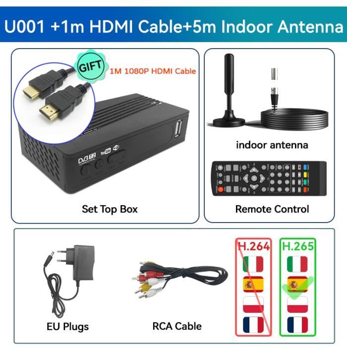 With Indoor Antenna Décodeur débardu tuner HD1080 DVB T2 de H264 T2 ...