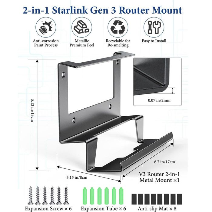 Support mural 2-en-1 en métal pour routeur Starlink Gen 3 et adaptateur ...
