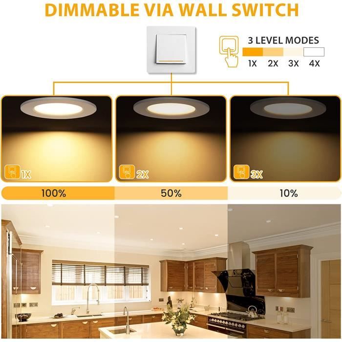 Spot Led Encastrable, Extra Plat,Encastré Lampe Plafonnier, 6W 500lumen ...