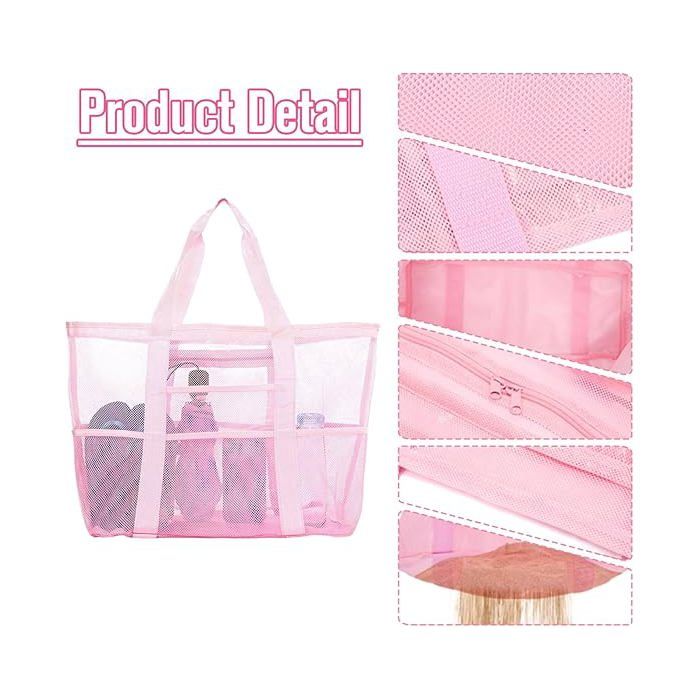 Grand Sac de Plage en Maille Femme XXL Sac de Voyage Pliable Tote Bag ...