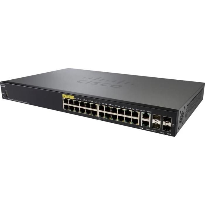 Cisco SG350-28P avec 28 ports Gigabit (GbE), 24 ports Gigabit Ethernet ...