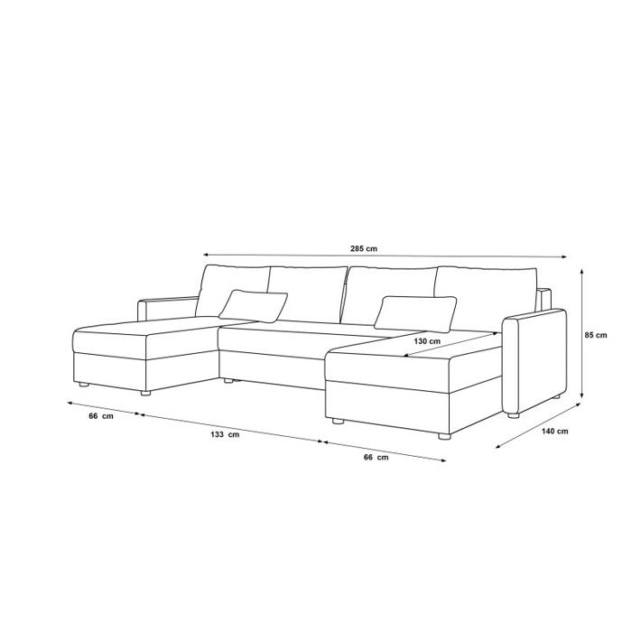 Canapé d'angle panoramique convertible BRINIA en tissu gris - 5 places ...