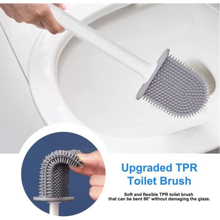 Brosse WC pendu,Brosse Toilette Blanc TPR Souple Et Flexible Brosse De Toilette avec Poignée ...