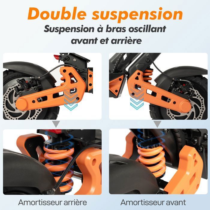 VANKEL D2 Pro Trottinette Électrique Pliable 2*800W Batterie 48V 20Ah ...