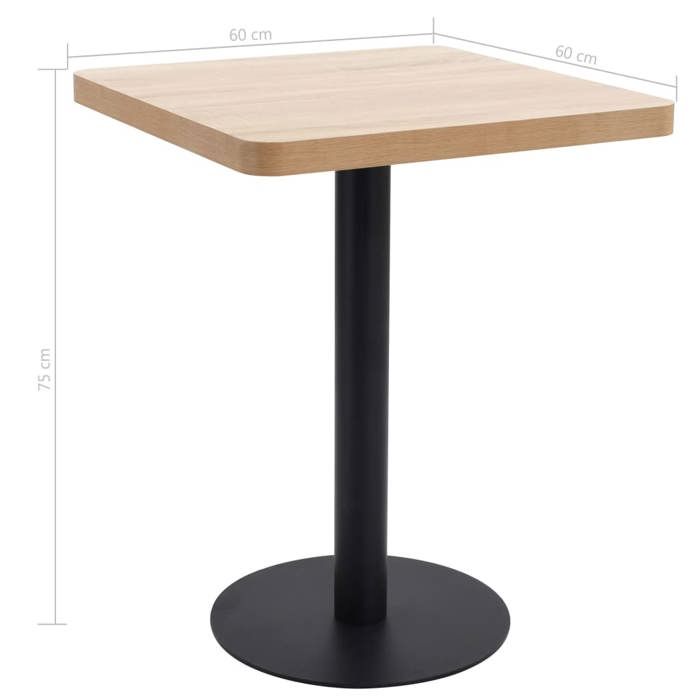 VidaXL Table de bistro marron clair 60x60 cm MDF 286430 - Cdiscount Jardin