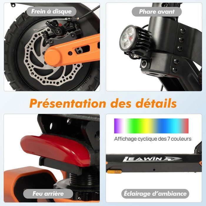VANKEL D2 Pro Trottinette Électrique Pliable 2*800W Batterie 48V 20Ah ...