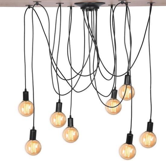 Noir Araignée Lustre DIY Plafond Rétro Spider Lampe Industry Ceiling ...