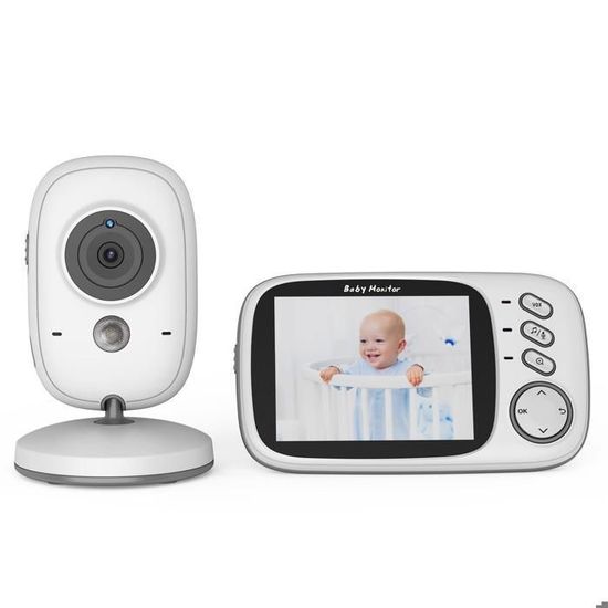 Babyphone Caméra 360°, Bébé Moniteur 3.2" LCD, Camera Bebe Surveillance ...