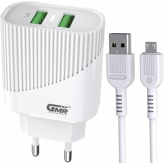 Gmr Ch-2502 Premium Chargeur Double 5 V 2,4 A 12 W Câble Microusb ...