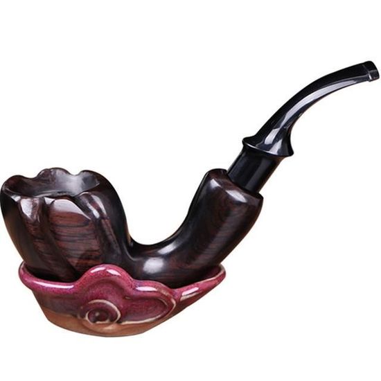 PIPE,GRAY--Pipe à tabac avec filtre de 9MM 3 en 1, en bois'ébène ...