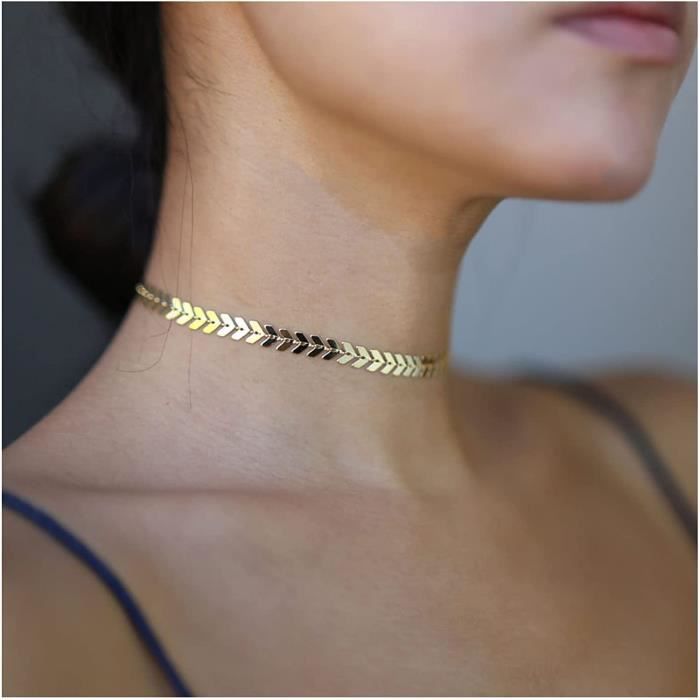 Collier Chaîne Chevron Doré Collier Chaîne Flèche Chevron Collier Tour ...