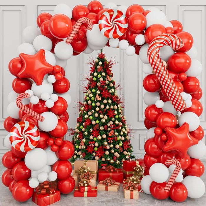 Kit Arche Ballon Noel, 135 Pièces Arche De Ballon Avec Ballon Rouge Et ...