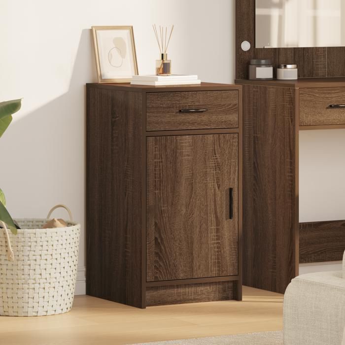 Moderne Buffet Commode Armoire de chambre - Marron Chêne 40x41x75 cm ...