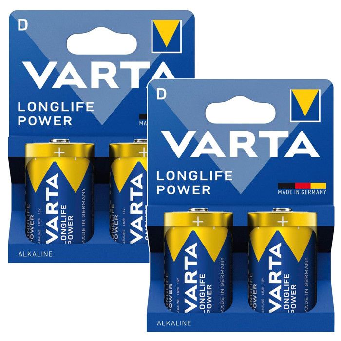 4 piles R-20 R20 D 1,5 V alcalines Longlife Power Varta - Cdiscount ...