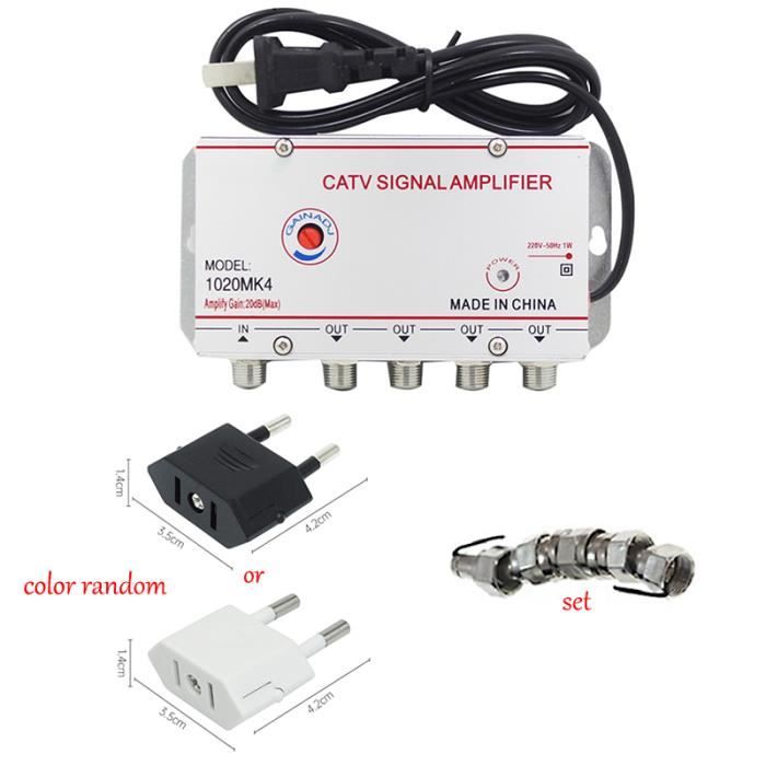 20dB 1 entrée 4 sorties 1W - amplificateur antenne tv, Boîtier de télévision numérique CATV 2-3 ...
