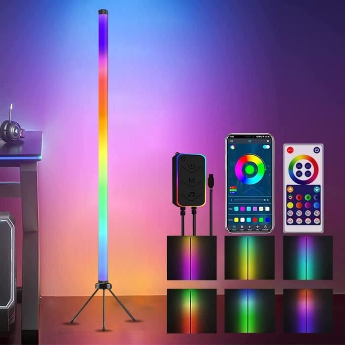 Lampadaire Led Rgb Dimmable Lampe Sur Pied Angle De Salon Avec Télécommande-Contrôle App ...