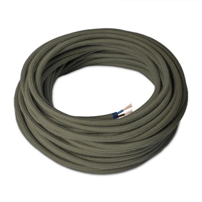 Câble électrique textile couleur sauge - Amarcords - 5 mètres - rond ...