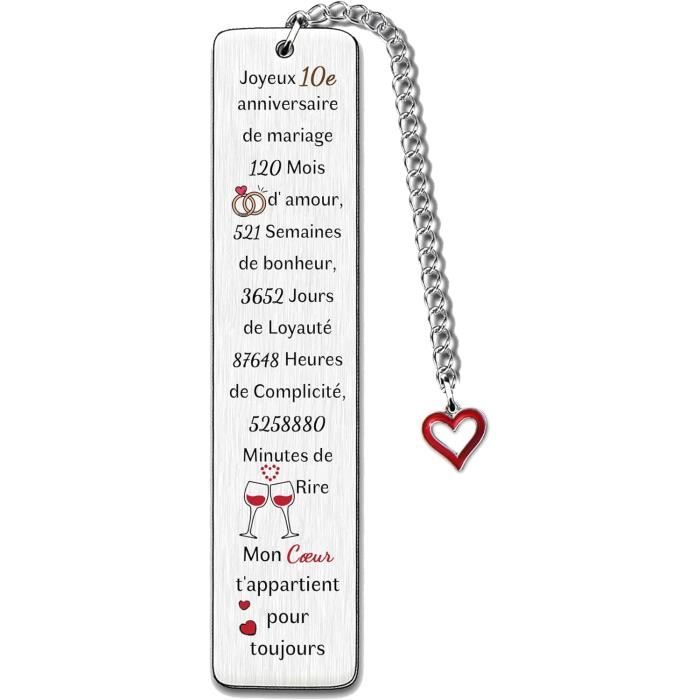 Marque-Page Personnalisé Joyeux 10E Anniversaire Mariage Pour Couple ...