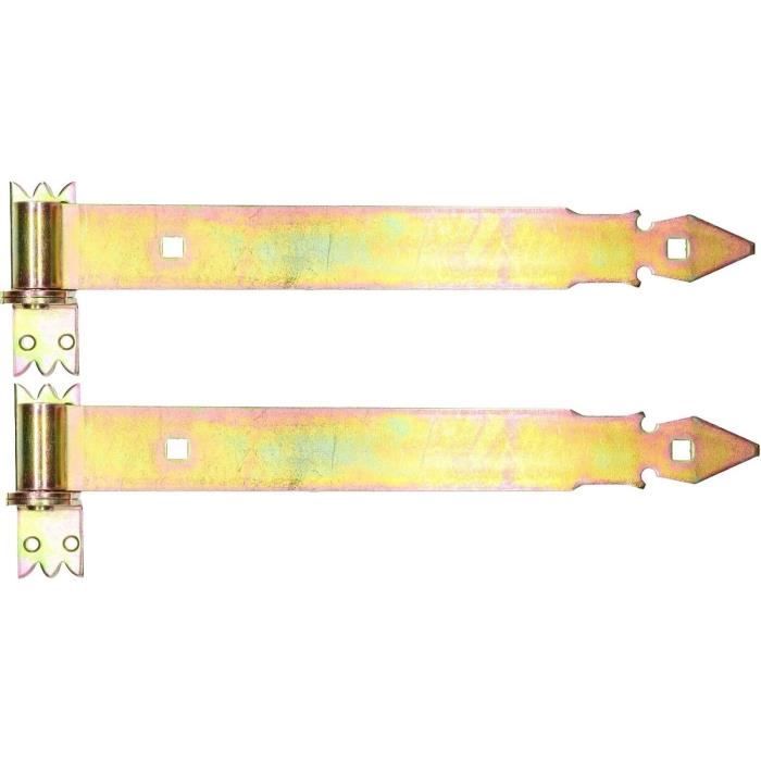 Lot de 2 charnières de portail avec gonds 400 mm - En acier inoxydable ...