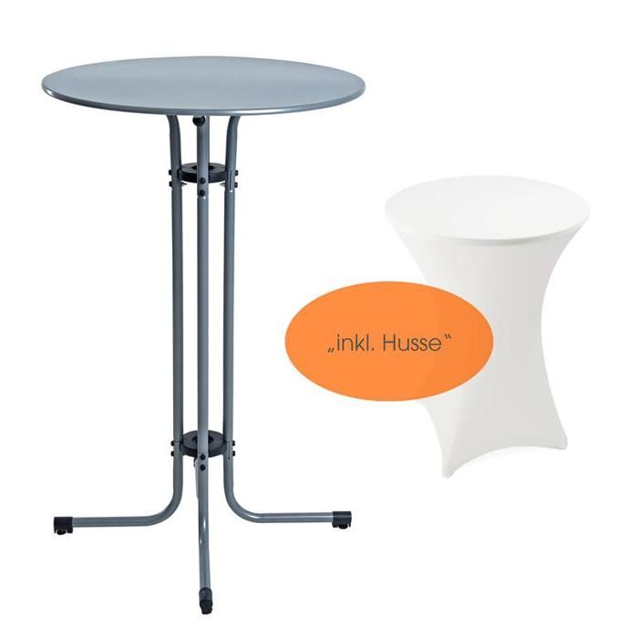 Table haute de bar réglable en hauteur Ø 70 cm en métal gris + housse ...