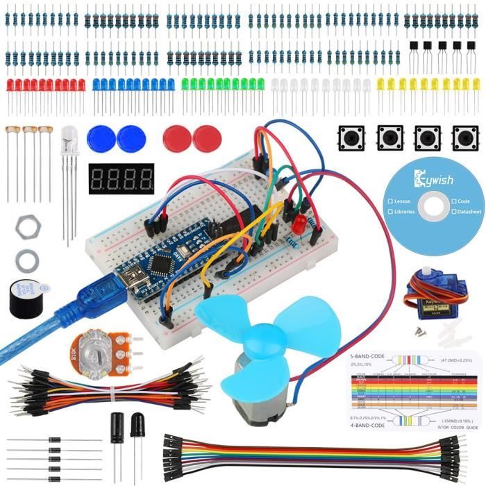 Barebones Keywish Kit for Arduino Nano Project Complete Starter Kit with Tutorial, SG90 Servo ...
