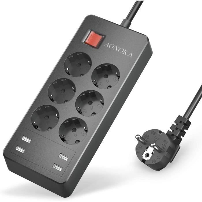 Multiprise USB avec 6 Prises, multiprise USB 4000W-16A avec Prises et 4 ...