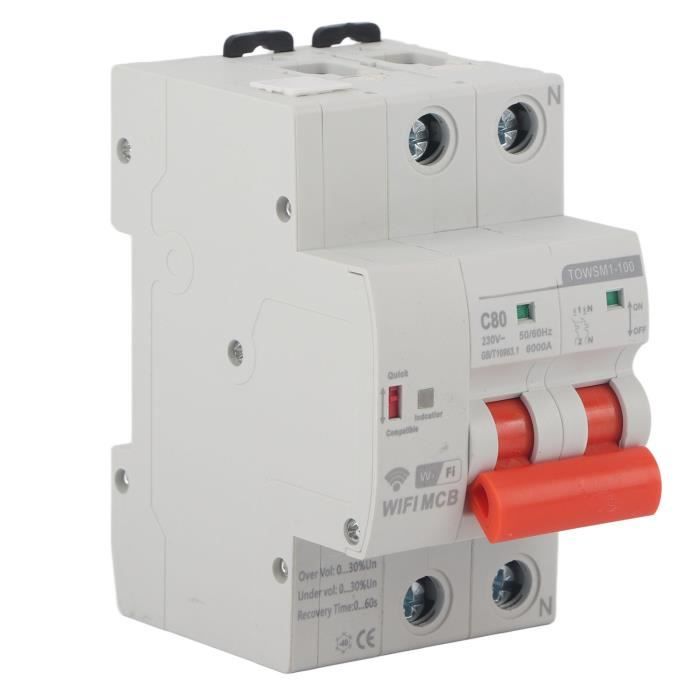 Cikonielf Disjoncteur à montage sur rail DIN Disjoncteur WiFi Intelligent 2P Din Rail Mount AC ...