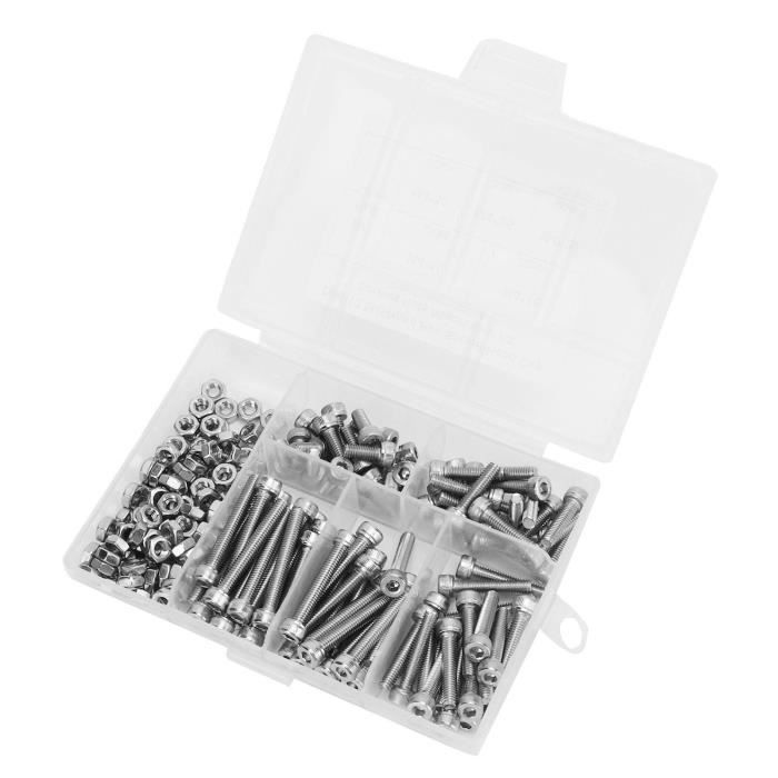 EJ.life écrous de vis d'assemblage Lot de 200 vis à tête cylindrique à six pans creux Kit d ...