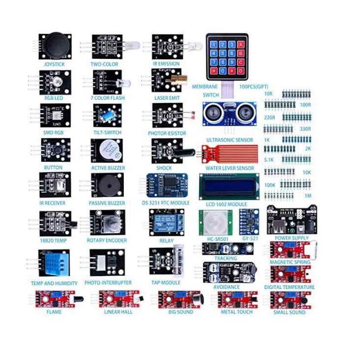 37-in-1 Kit V2.0 Sensor Module with Complete and Compatible with ...