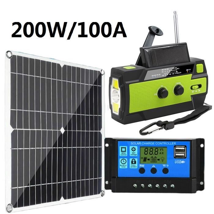 Ensemble solaire de kit de panneau solaire 200W avec radio à manivelle solaire 4000mah pour le ...