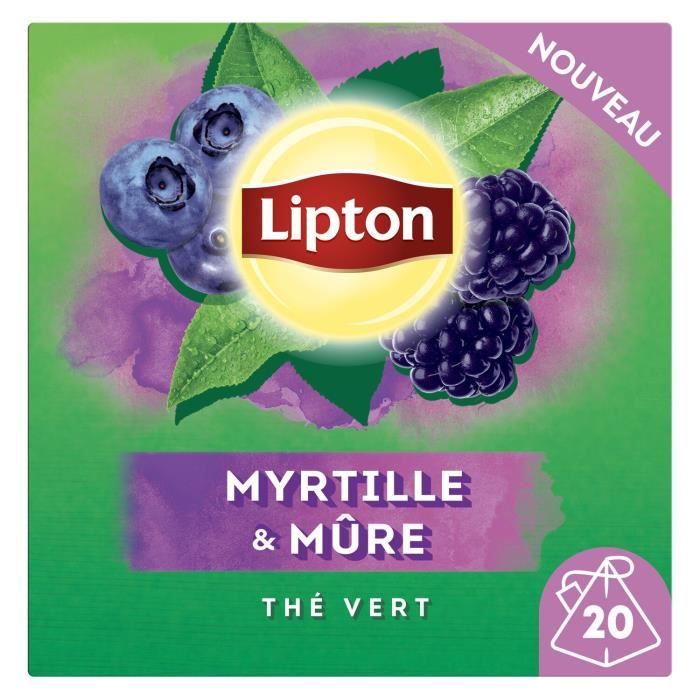 LOT DE 2 - LIPTON - Thé vert Myrtille et Mure - boite de 20 sachets ...
